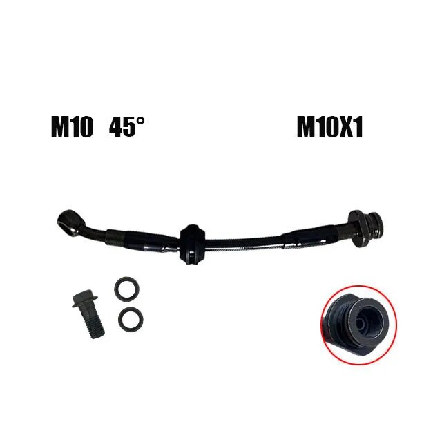 Тормозная трубка M10x1 45° черная 20см