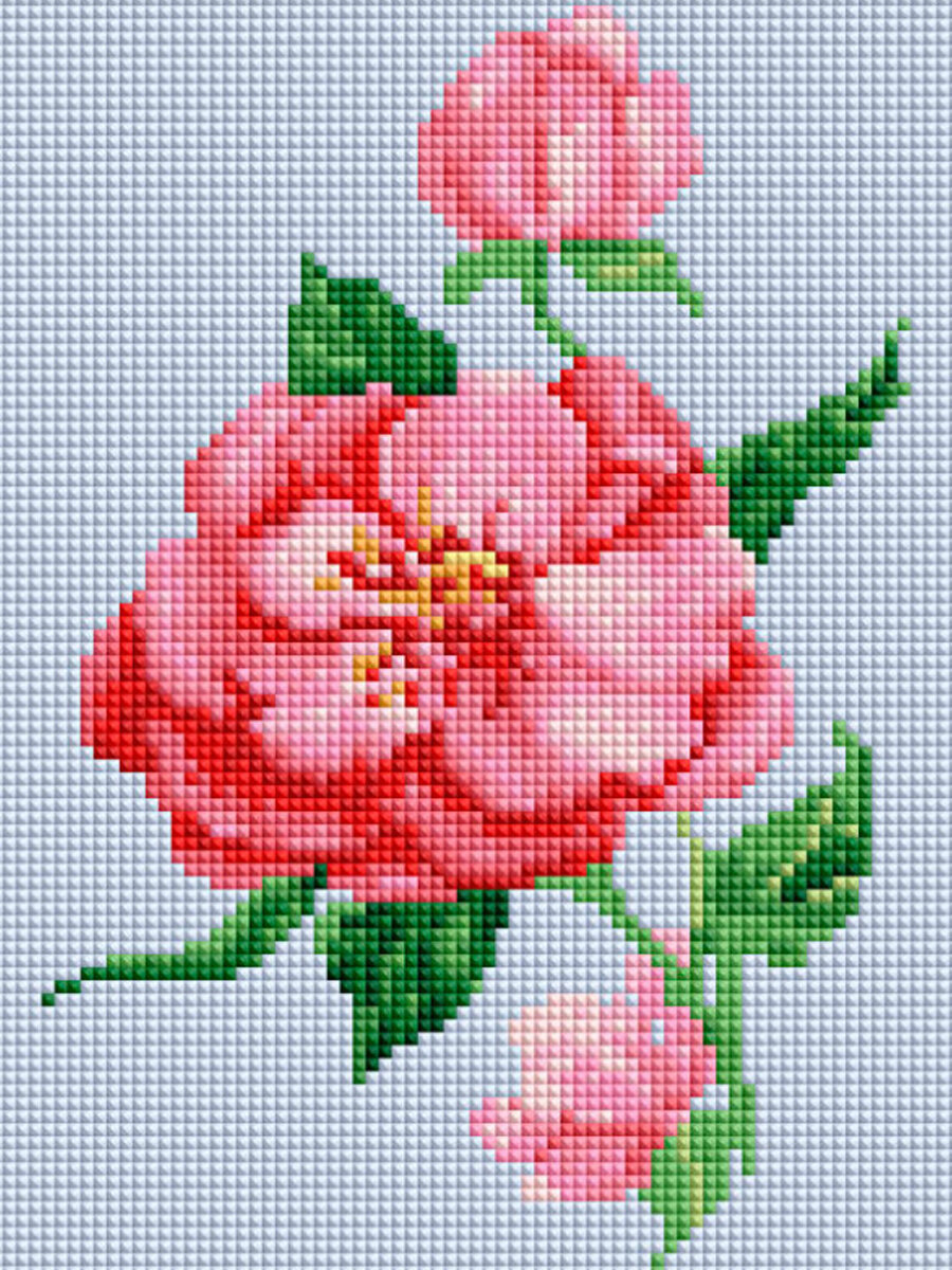 Алмазная мозаика Белоснежка "Бархатная роза", Без подрамника 20х25 см, На холсте, Полная выкладка, Цветы