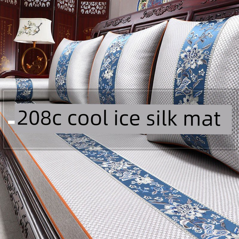 QianChengSiJin Ice Silk S3 Подушка с наполнителем 35x50 см с синей кромкой прохладная дышащая ткань
