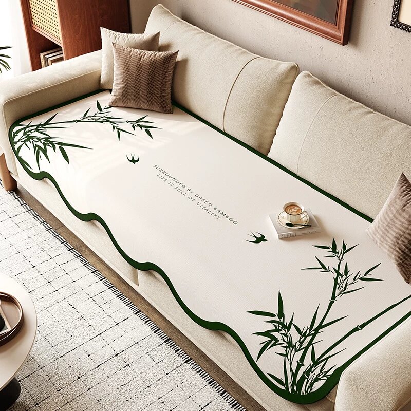 Floral Harmony Bamboo Pattern Зеленый чехол для подушки дивана 90x120см для подушки и сиденья