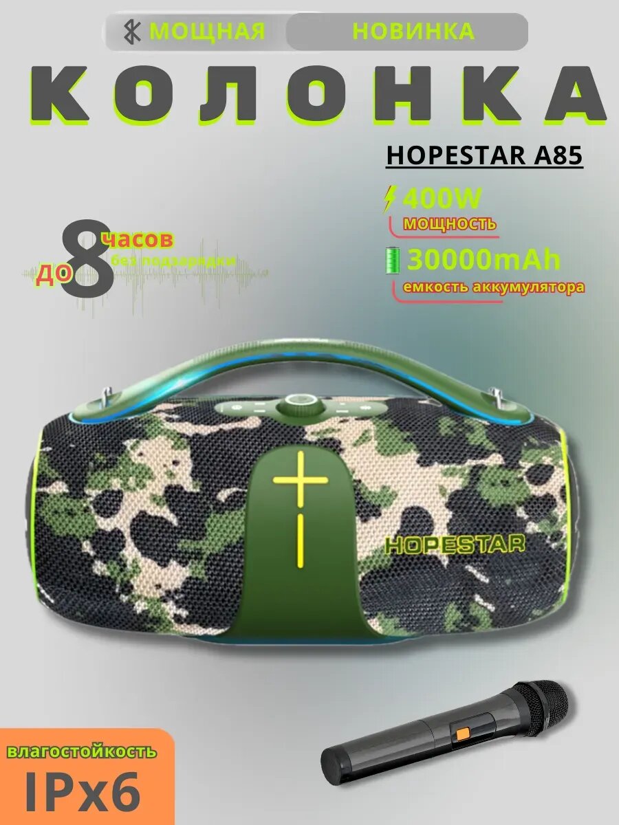 Колонка музыкальная беспроводная с микрофоном караоке