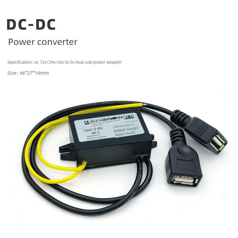 Пластиковый корпус адаптер AC 8-40В в 5В Dual USB для автомобилей и строительных площадок