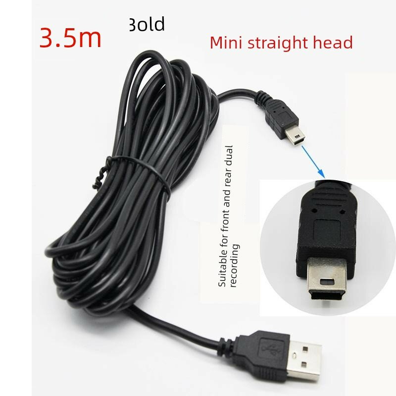 MINI Прямой USB Кабель Питания для Автомобильного Навигатора, 3.5 м Длина, Надежное Подключение для Dash Cams