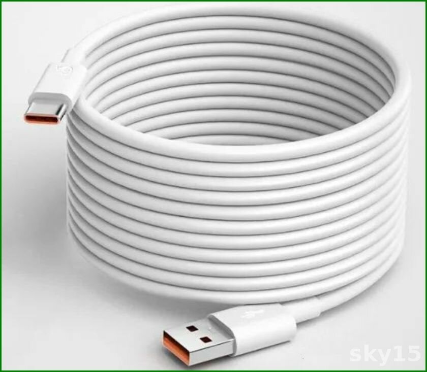 Кабель зарядки USB-Type-C 6А, 5 метров