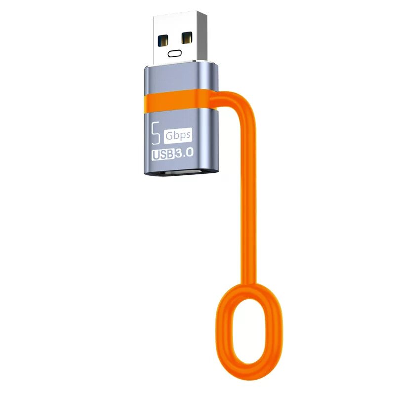 Оранжевый адаптер Type-C к USB с защитой от потери и передачей данных