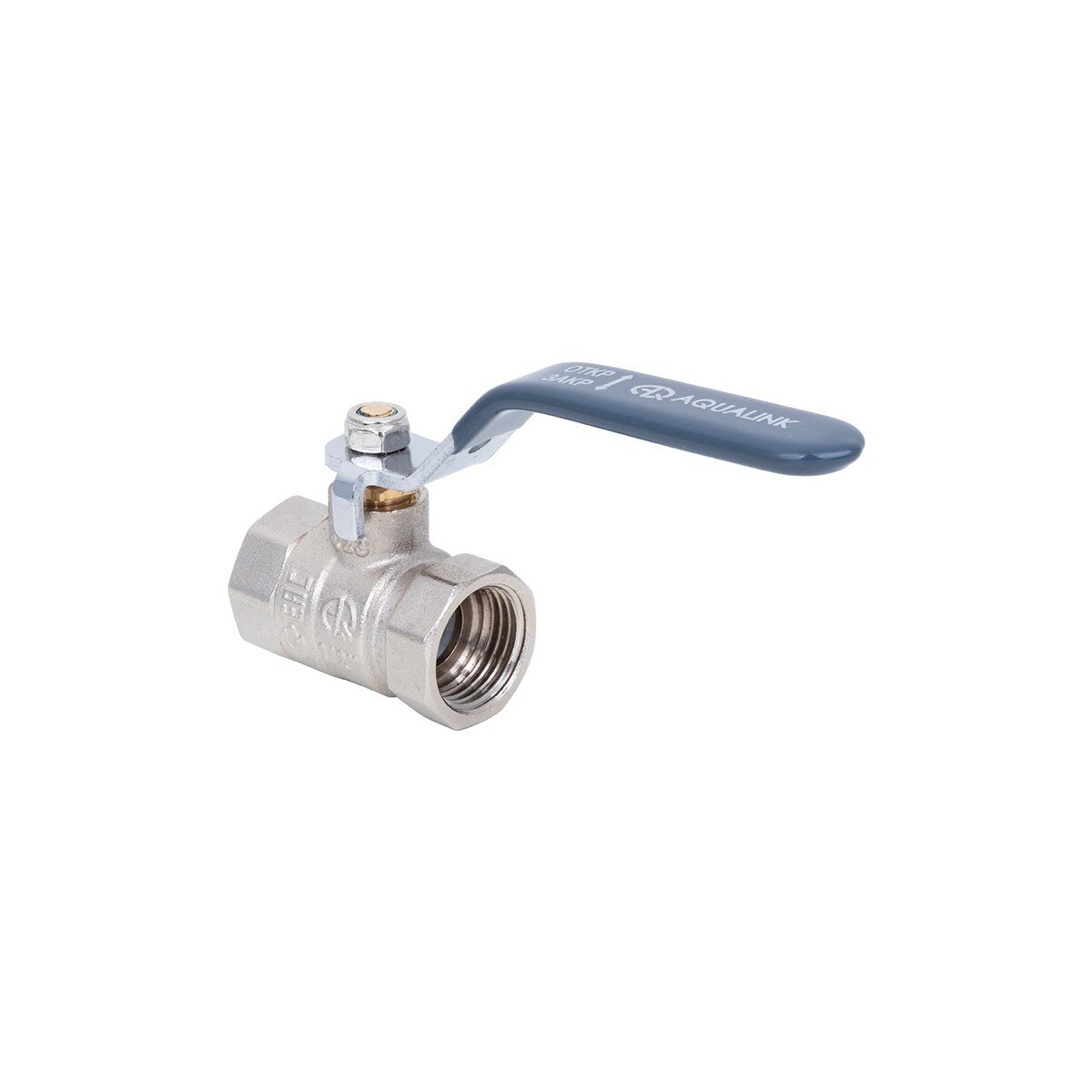 Кран шаровой латунный Aqualink, 3/4", ГОСТ, внутренняя/внутренняя резьба, ручка