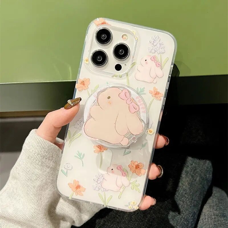 Чехол для телефона с PopSocket "Magnetic Bunny"