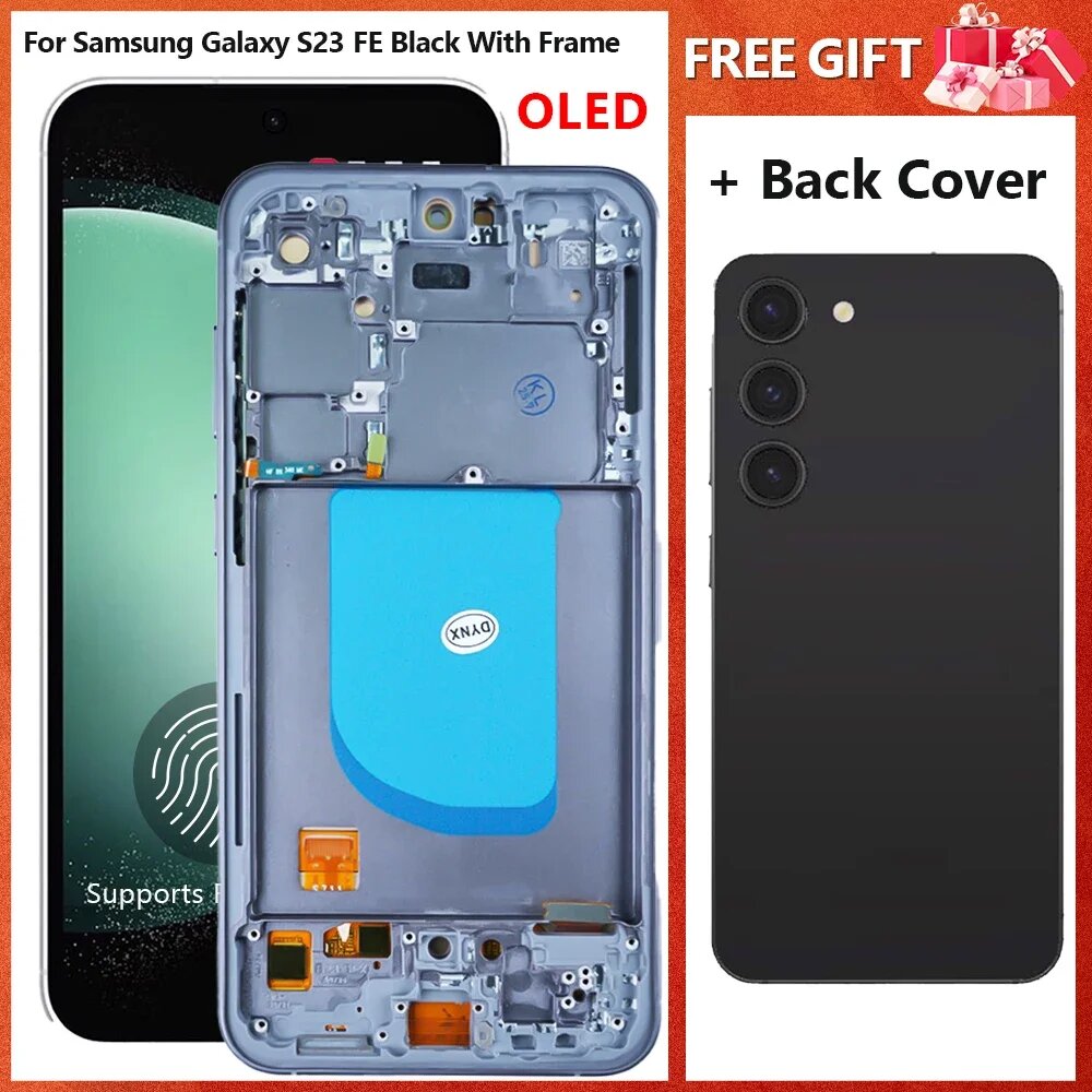 OLED-дисплей для Samsung Galaxy S23 FE, черный, с рамкой