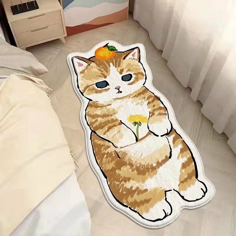 Мягкий коврик с котом, Искусственный кашемир, Для спальни и гостиной, 40x120 Машинная стирка