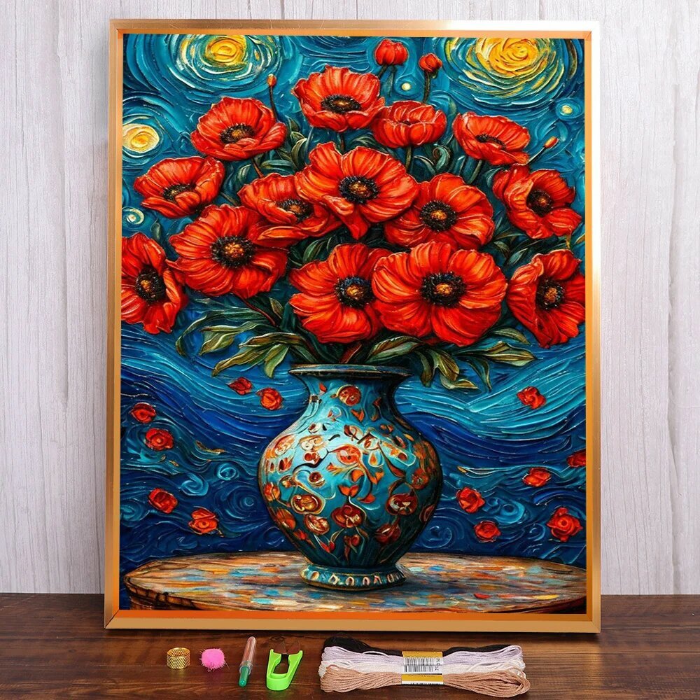 Набор для вышивки крестом "Натюрморт с маком", 30x40см, 14CT