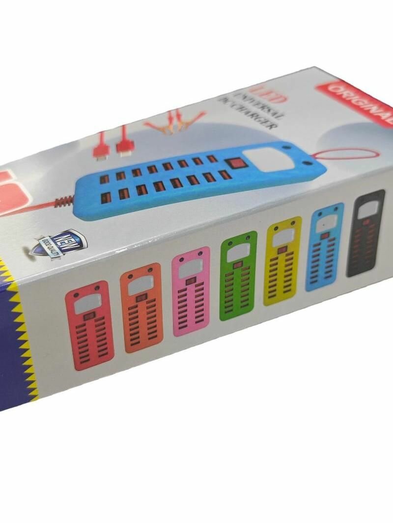 Зарядное устройство с зажимом для аккумулятора 16 USB 12–24V в 5V USB для зарядки мобильных телефонов и девайсов