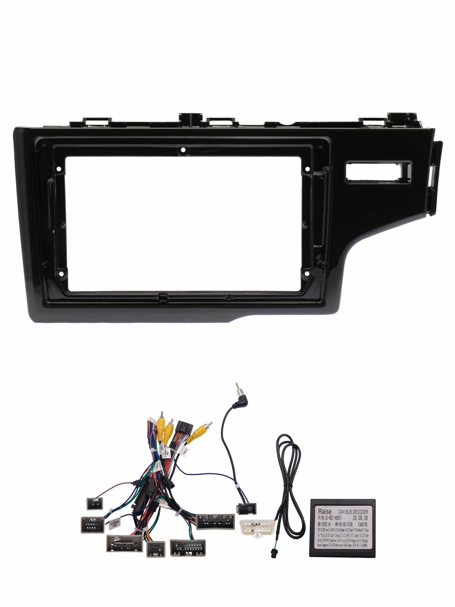 Рамка переходная Honda Fit, Jazz 2013 - 2020 (правый руль)для 9" магнитолы + проводка / Wide Media