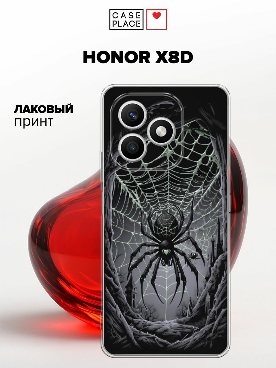 Силиконовый чехол на Honor X8d / Хонор X8d с принтом Темный паук