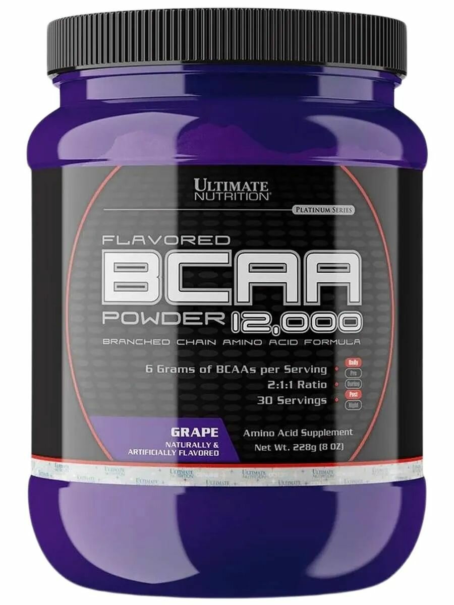 Ultimate Nutrition BCAA Powder 12,000 (228 g) , бсаа , Аминокислоты, Виноград