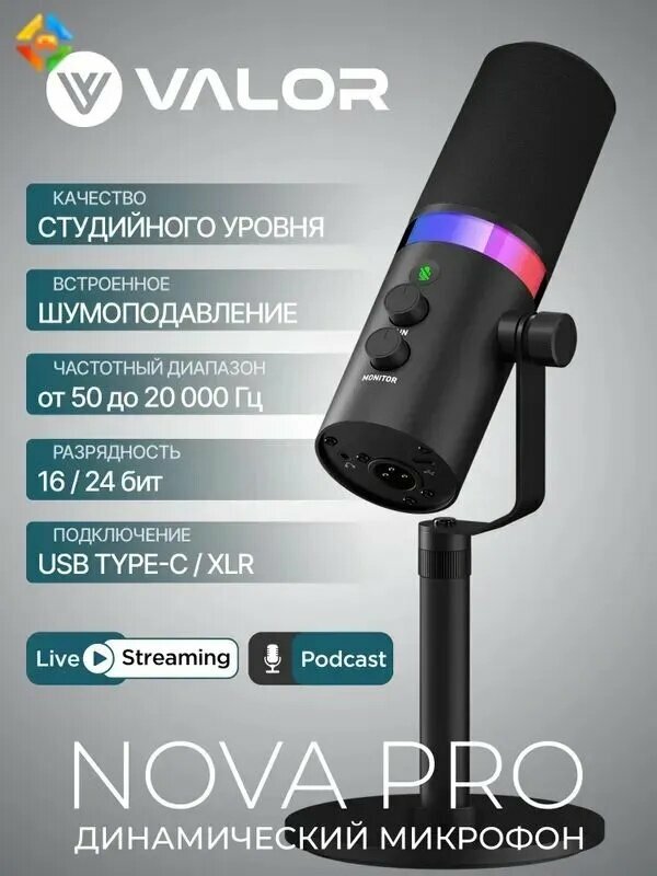 Микрофон игровой (для стриминга) Nova Pro, черный матовый