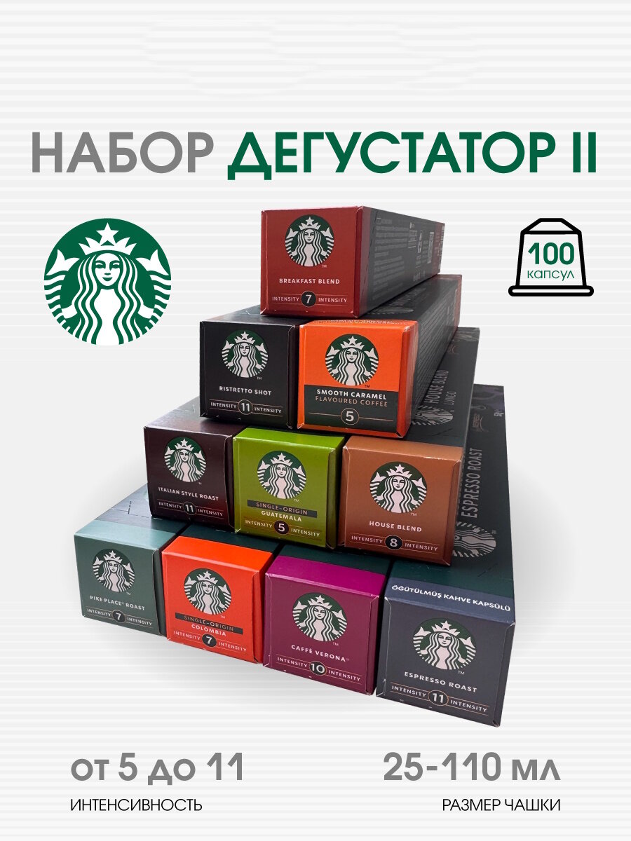 Набор разнообразных капсул Старбакс для кофемашины Nespresso