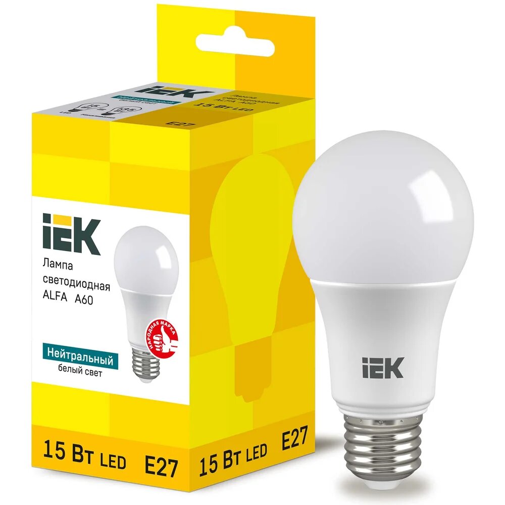 Лампа IEK LED ALFA A60 груша E27, светодиодная лампа общего освещения, класс энергоэффективности