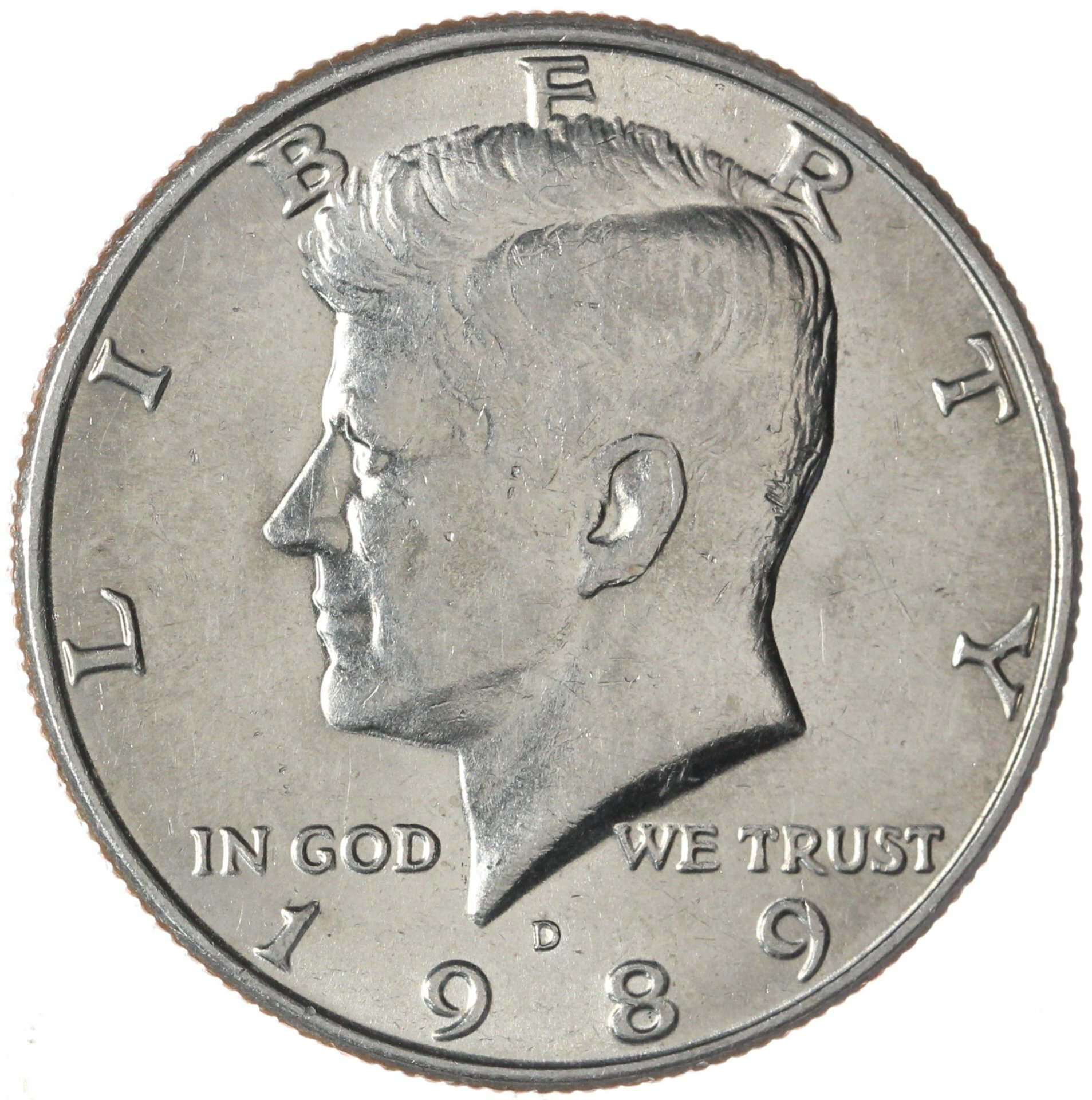 США 50 центов 1/2 доллара, half dollar 1989 D "Kennedy Half Dollar", Медь, в сохранности AU