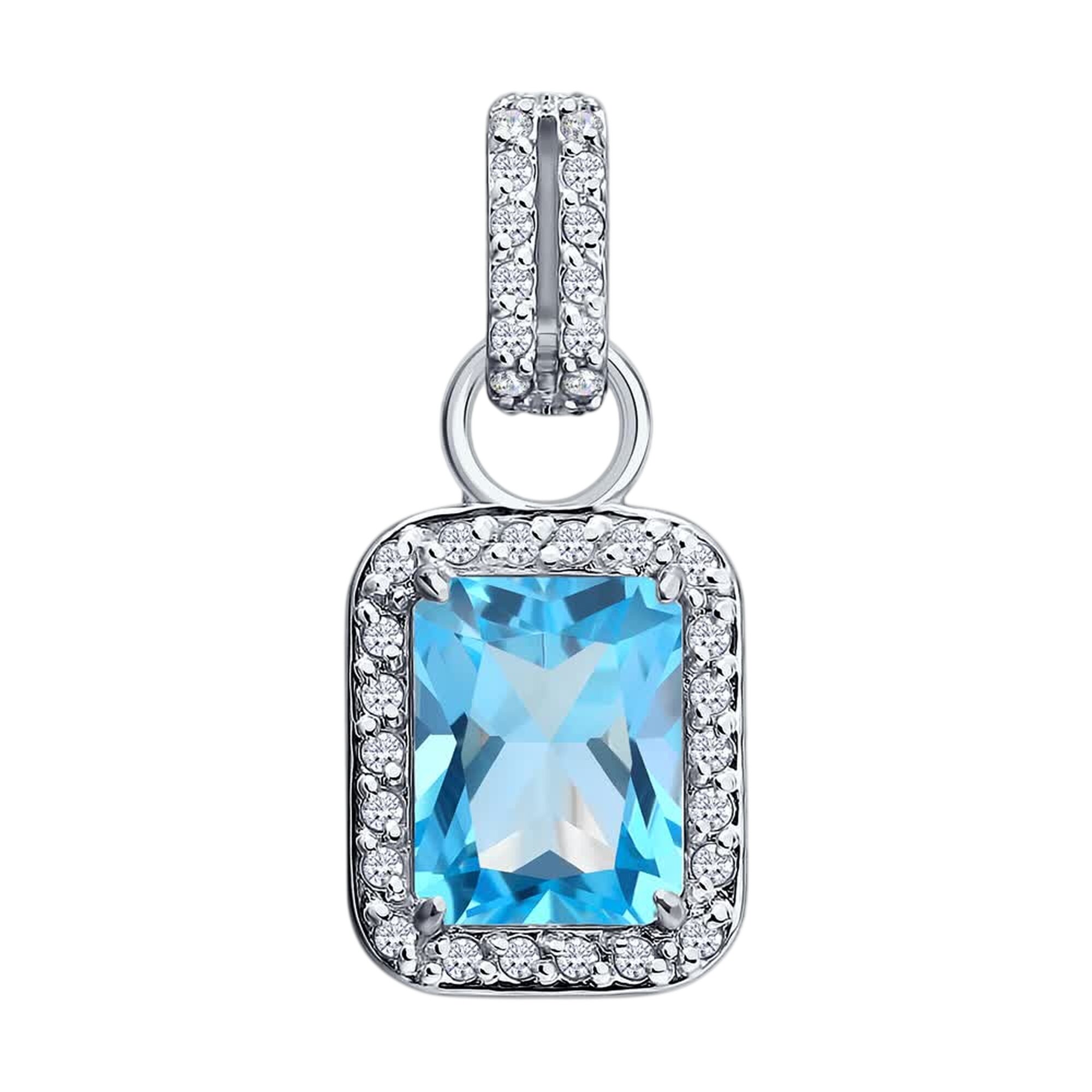Подвеска Diamant online, белое золото, 585 проба, топаз, бриллиант