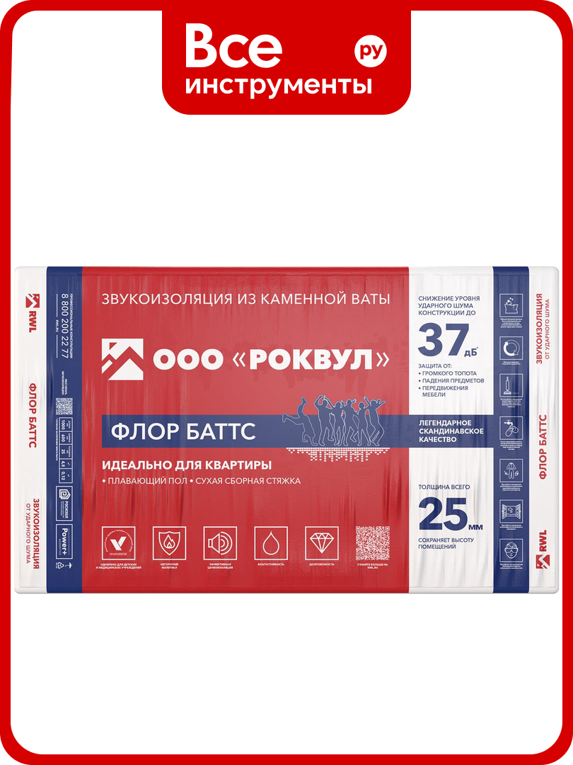 Теплозвукоизоляционная плита RWL флор баттс 25 мм 333504