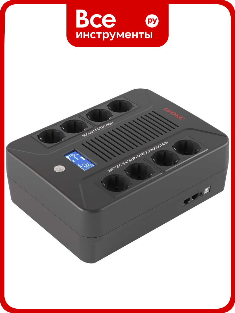 Линейно-интерактивный ИБП DKC серии Info PDU, 1000 ВА/600 Вт,1/1,8xSchuko, LCD, 1x9Aч INFOPDU1000LCD