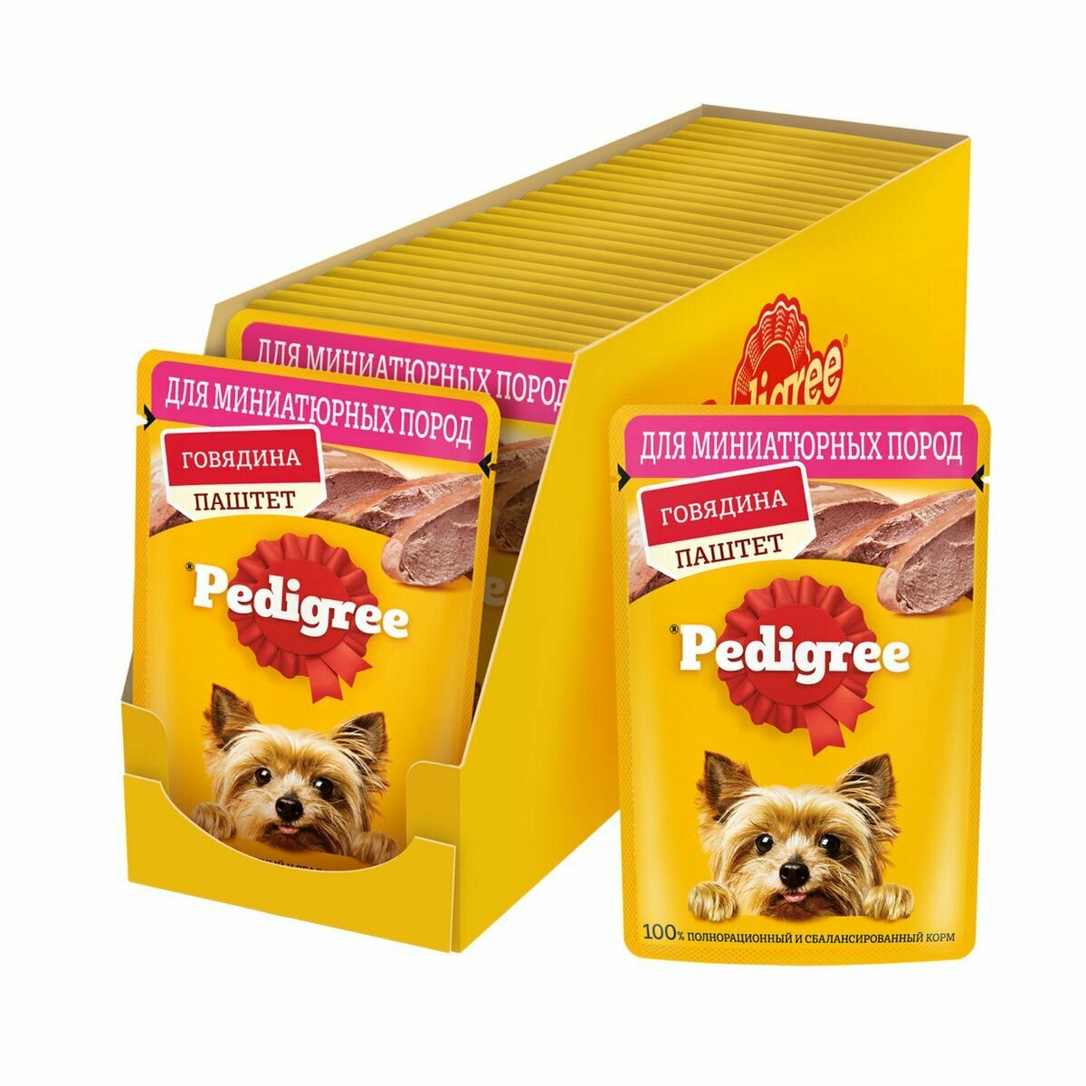 Pedigree Корм влажный Pedigree паштет для собак миниатюрных пород с говядиной, 80 г, 28 шт //
