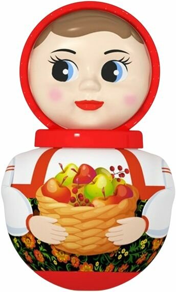 Детская кукла - неваляшка малая "Девочка", игрушка "ванька-встанька" со звуком, высота 17 см, для малышей от 3 лет, в пакете