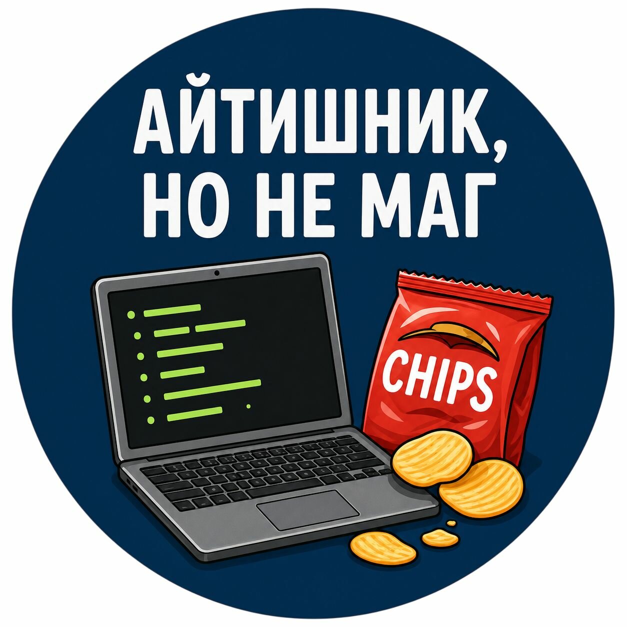 Значок круглый 37мм "Айтишник, но не маг"