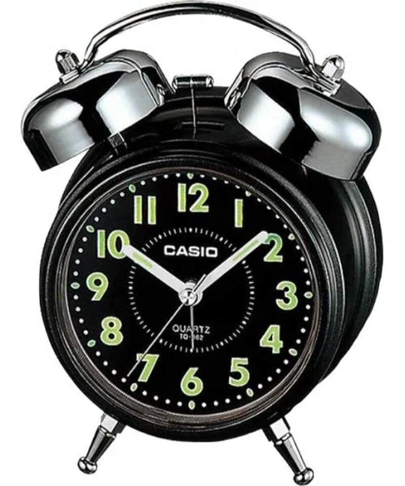 Будильник Casio TQ-362-1A, настольный, кварцевые, круглые, черный/серебристый