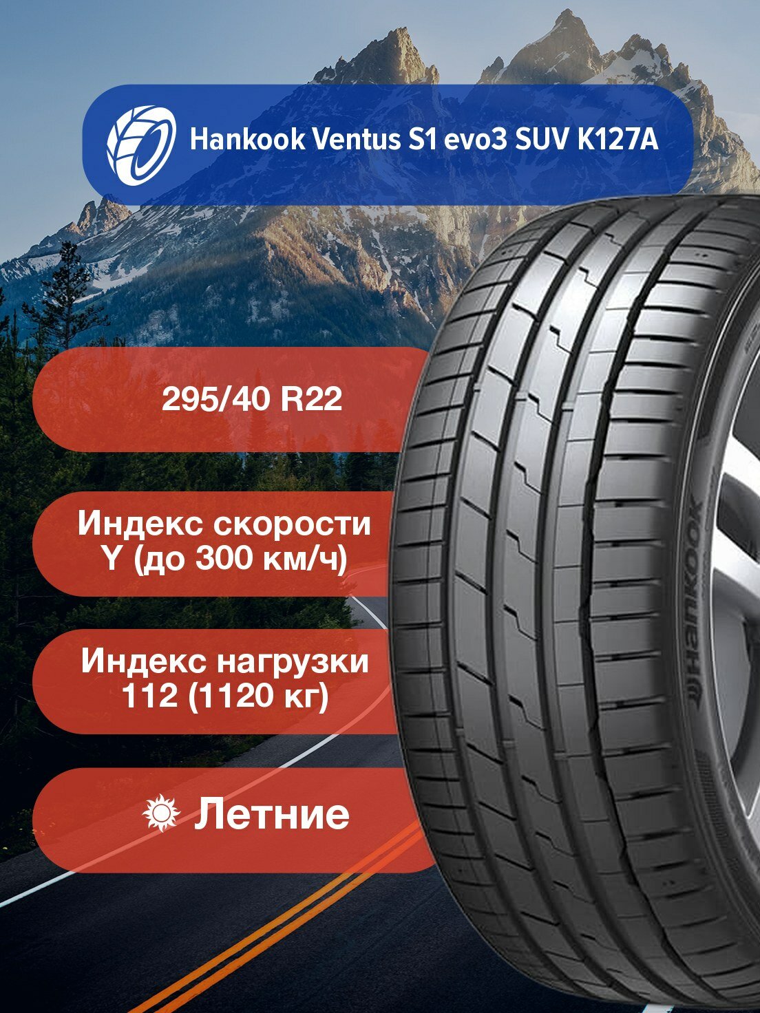 Легковые Летние Шины Hankook Ventus S1 evo3 SUV K127A 295/40 R22 112Y-1023851 для легковых автомобилей и кроссоверов