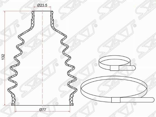 Пыльник шрусa SAT C-1156 наружный TOYOTA FIELDER 06-12/PREMIO/ALLION ZRT26# 07-10 2 хомута, резина