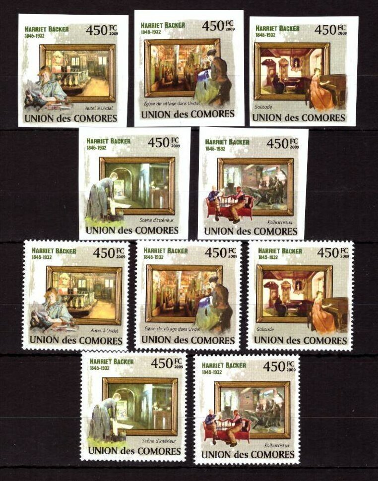 Коморские о-ва, 2009. (cm-05) Живопись, импрессионисты, Гарриет Беккер