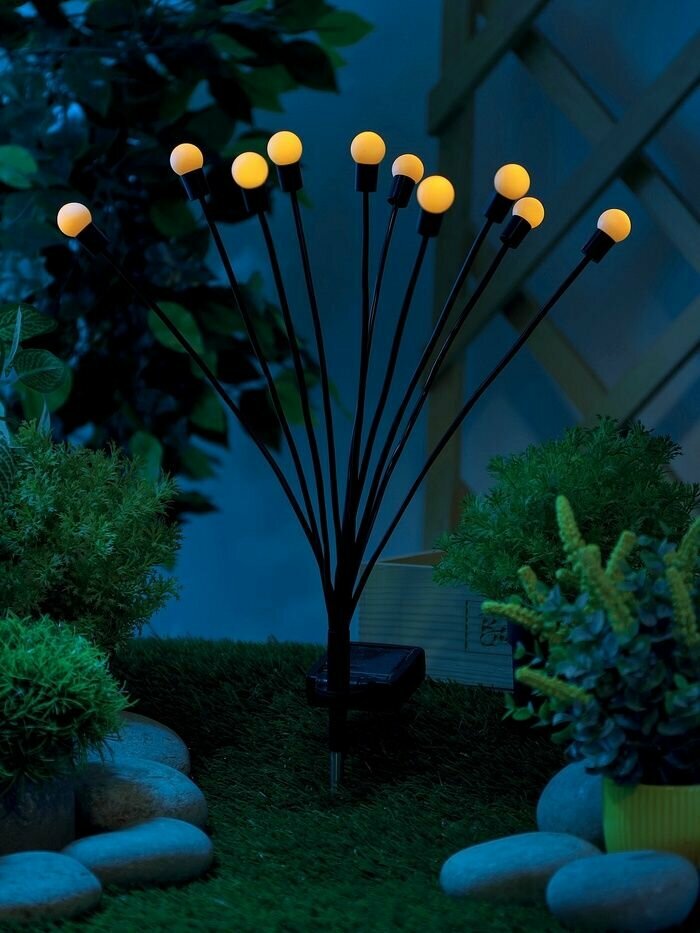 Светильник садовый Luazon Lighting Шарики, уличный, на солнечной батарее, 68 см, 10 LED, свечение тёплое белое