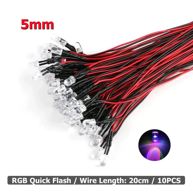 5mm RGB Quick LED 10шт, красный