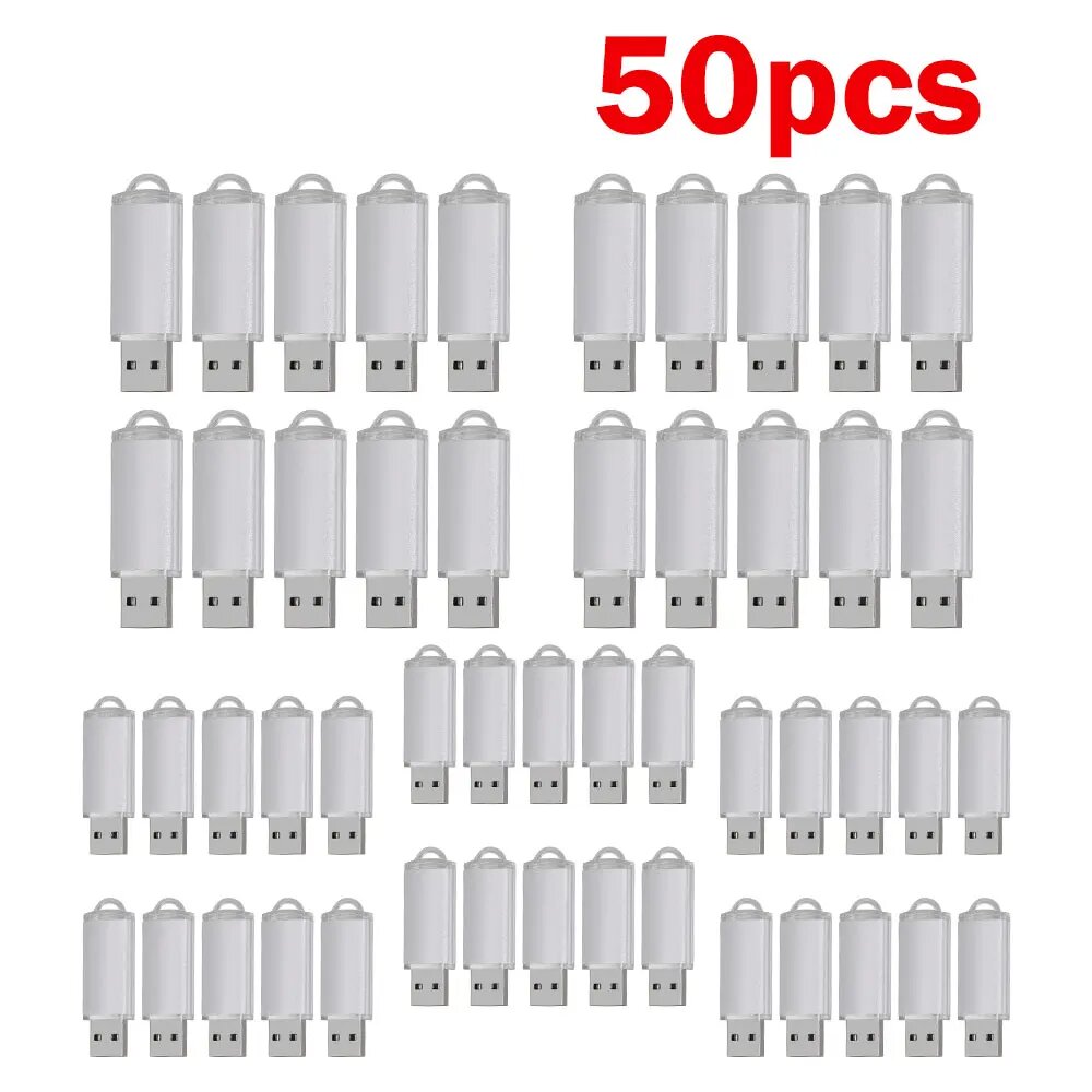 USB-флешки KFHIREW 2.0, 50 шт, разные объемы Белый, 128 млн, white B