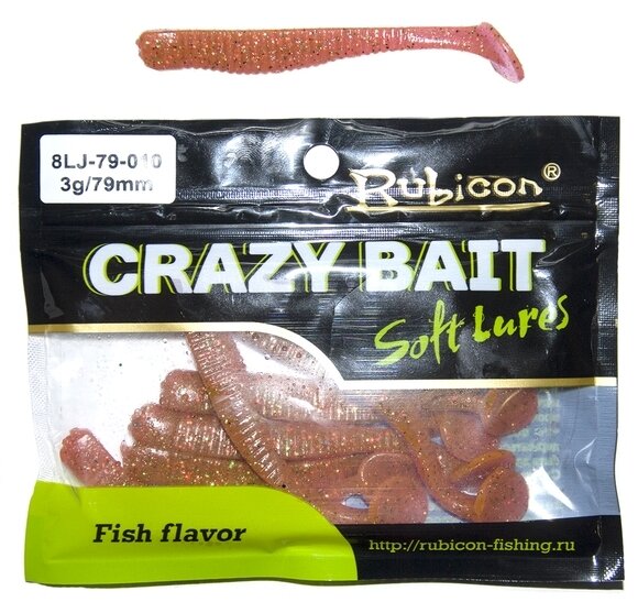 Съедобная силиконовая приманка RUBICON Crazy Bait LJ 3g, 79mm, цвет 010