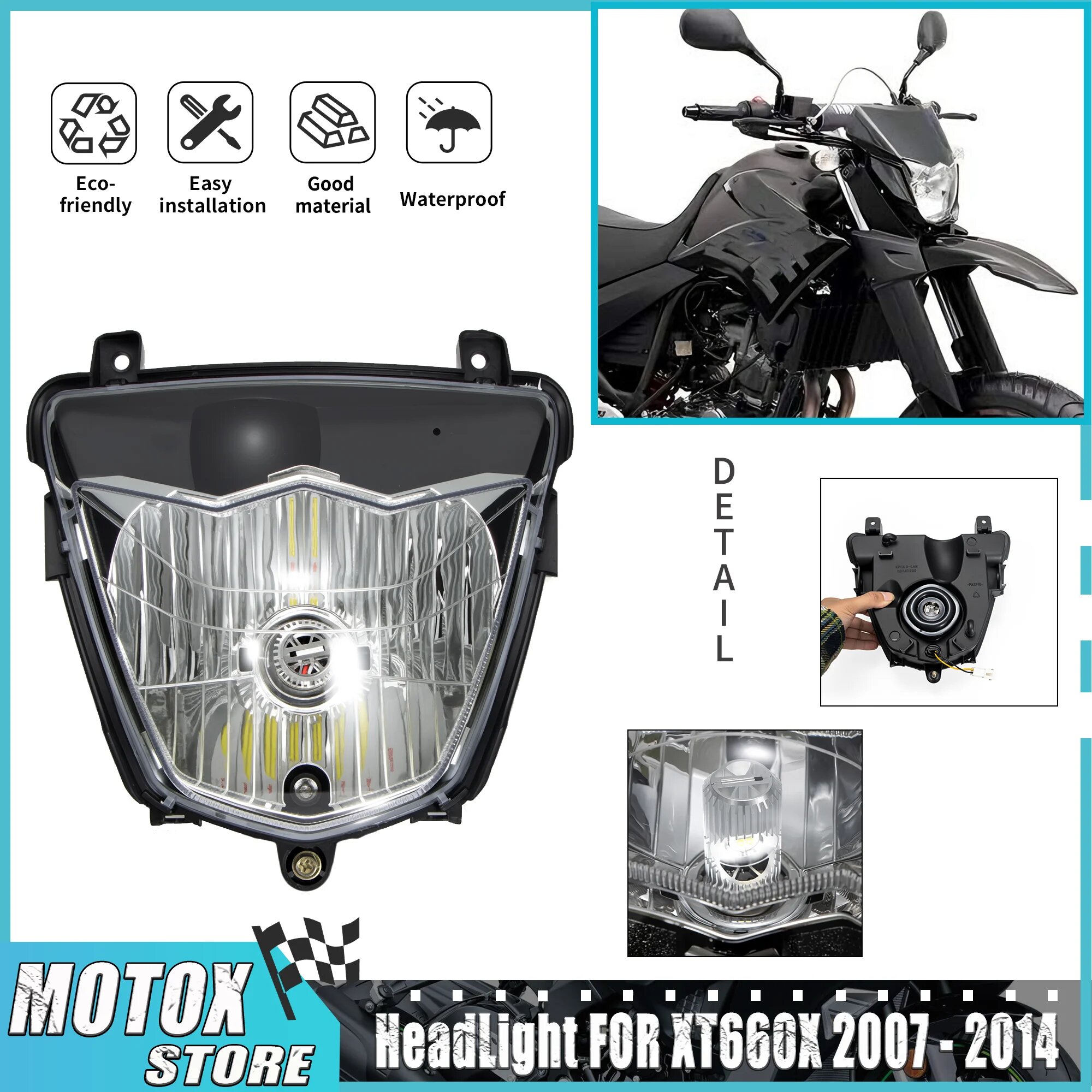 Фара мотоцикла подходит для YAMAHA XT660X 2007-2014 светодиодная фара XT 660X 2008 2009 2010 2011 2012 2013 передняя фара