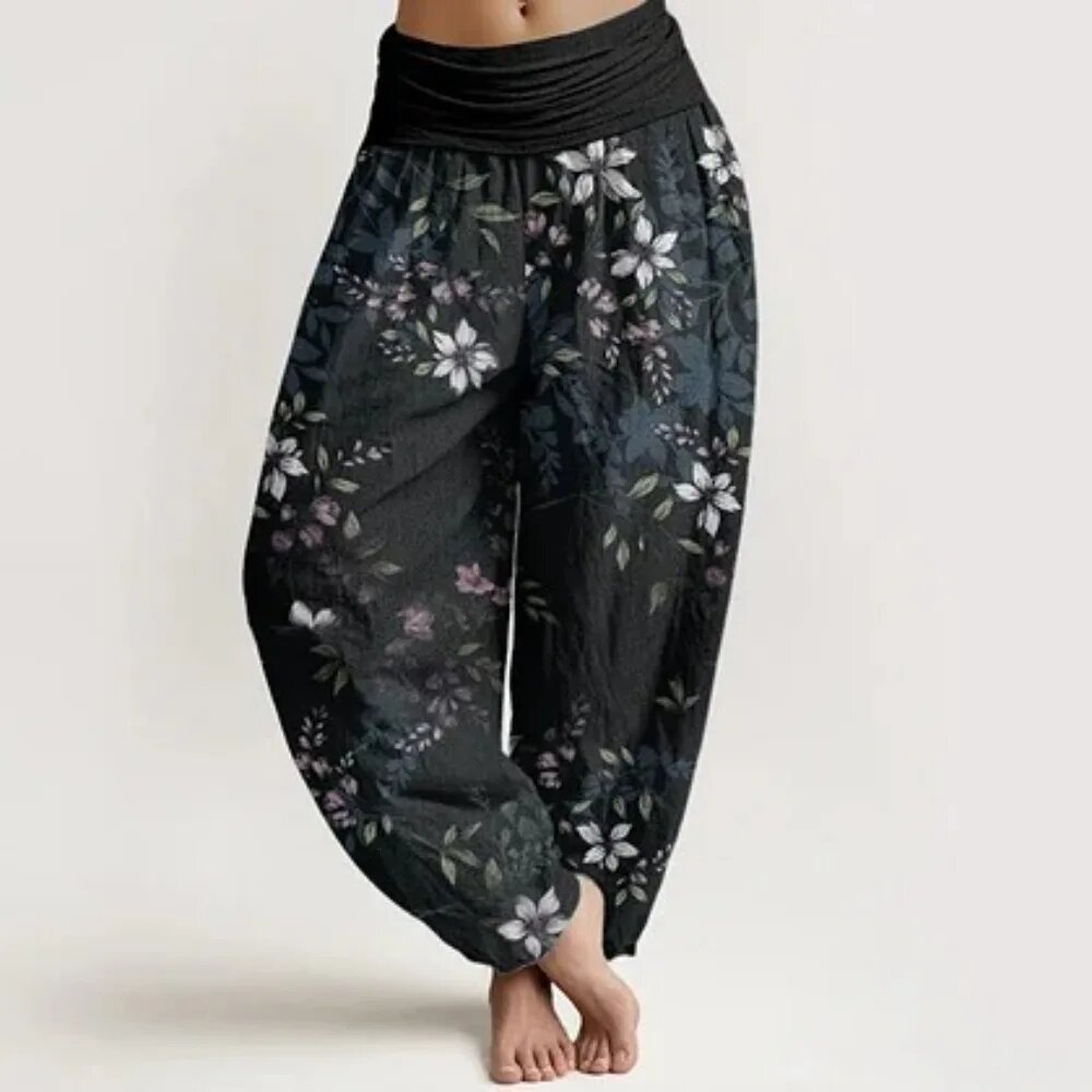 Женские шаровары с цветочным принтом, XXXL, Pants 12