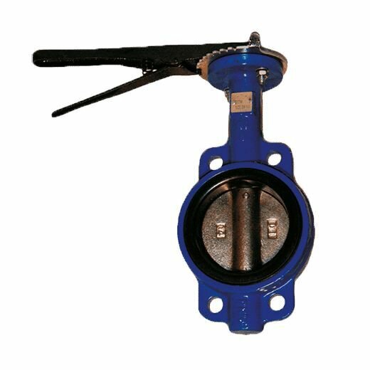 Затвор дисковый поворотный Dendor 017W(нж) Ду65 Ру16 межфланцевый чугунный с рукояткой