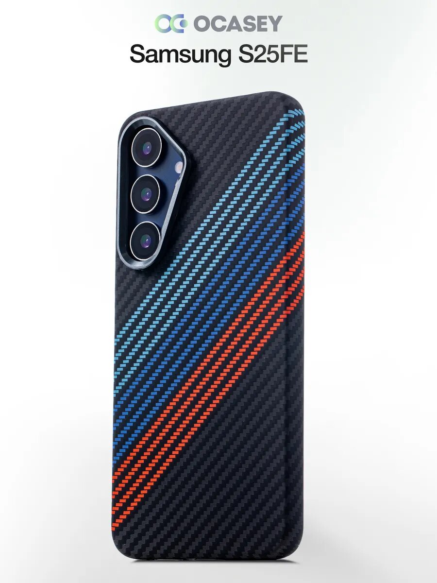 Чехол О'кейси "Карбоновый", для Samsung Galaxy S25 FE, с принтом, черный