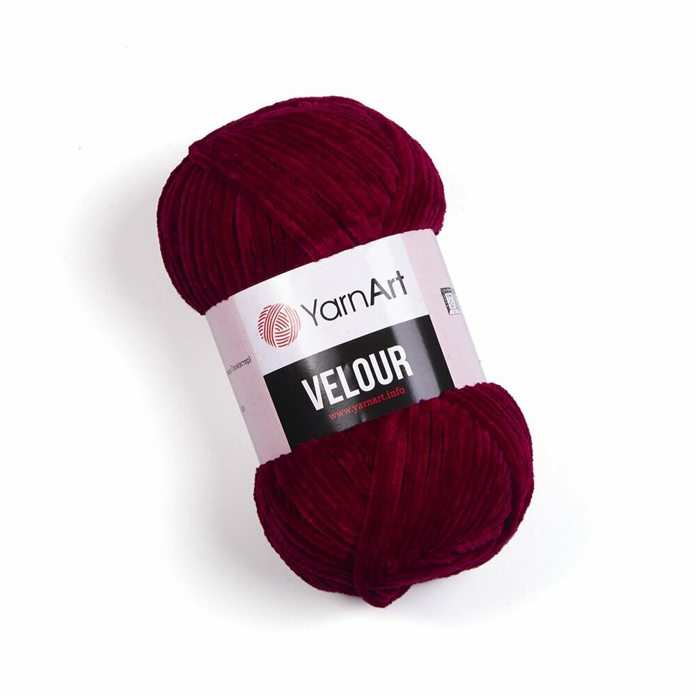 Пряжа Велюр (Velour) упаковка 5 мотков 100 г. 170 м. 100% микрополиэстер цвет 847 бордо