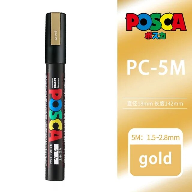Маркеры Uni Posca 7 цветов PC-5M Gold