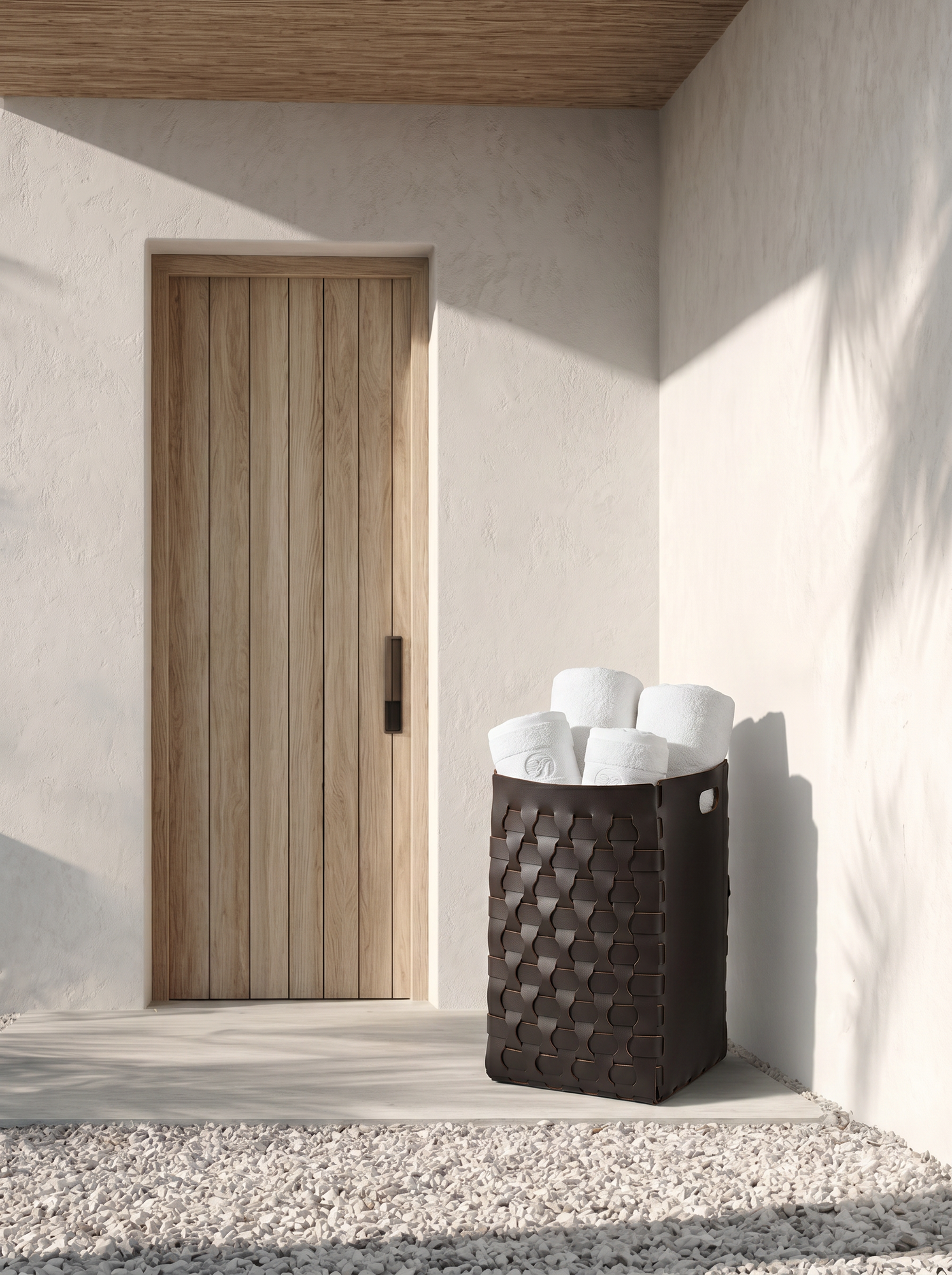 Корзина Dubai 35x35x57 из натуральной кожи, цвет: шоколад