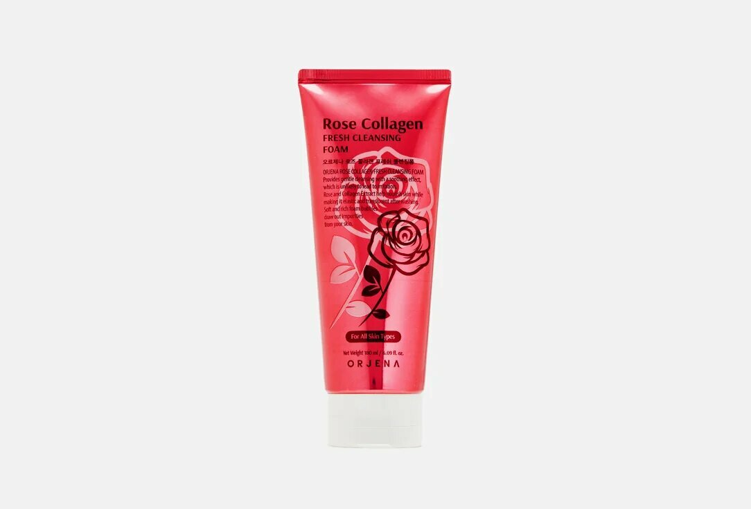ORJENA ROSE COLLAGEN FRESH CLEANSING FOAM Пенка для умывания с экстрактом розы 180мл