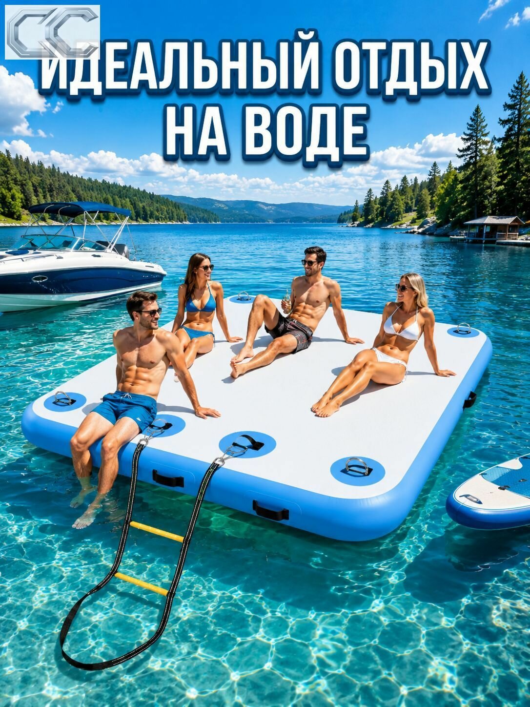 Надувная водная платформа ZACK — Удобная плавучая площадка для отдыха на воде，Кровать надувная 180х240 см