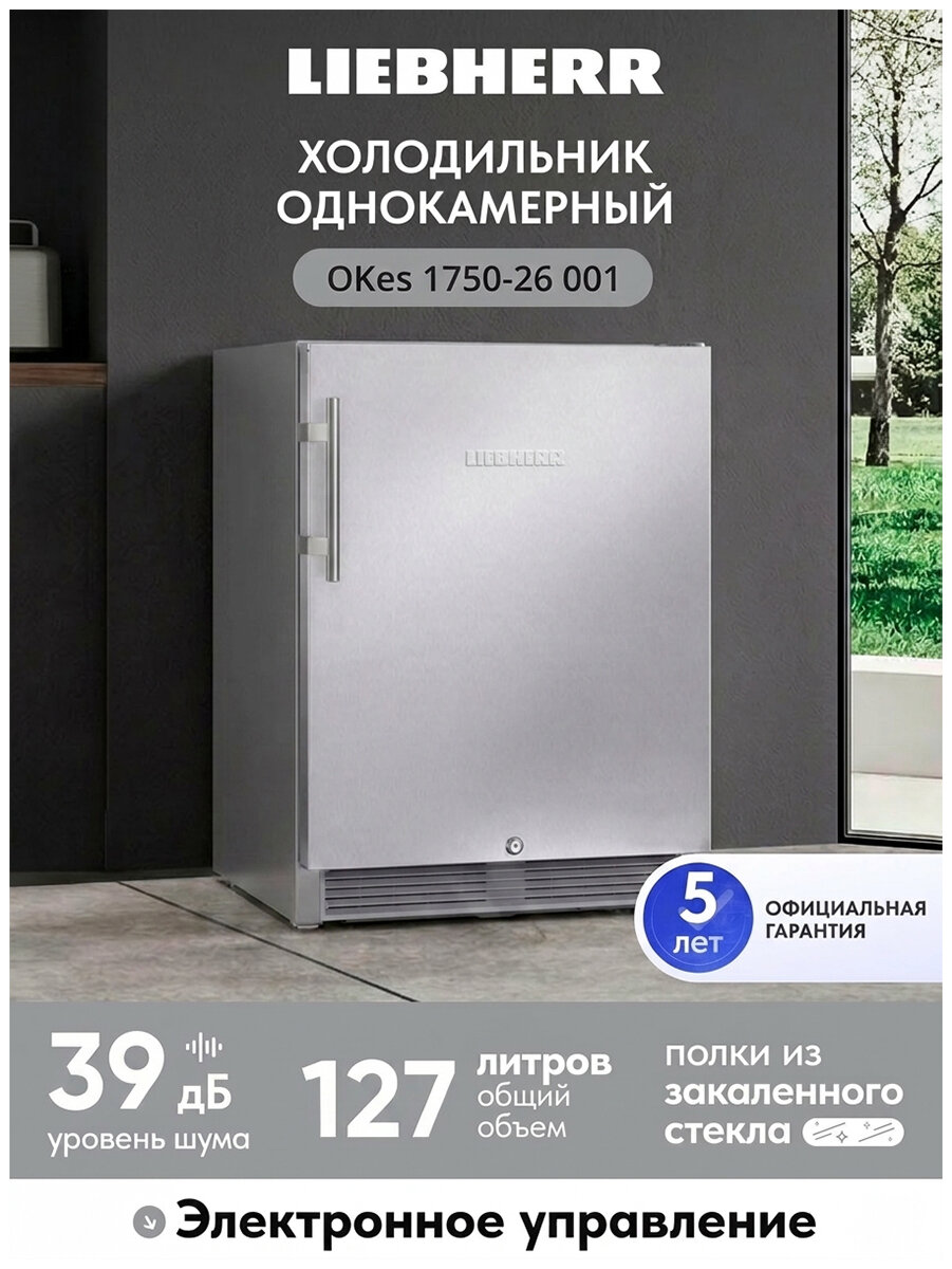 Уличный холодильник Liebherr OKes 1750-26 001, с замком, нержавеющая сталь