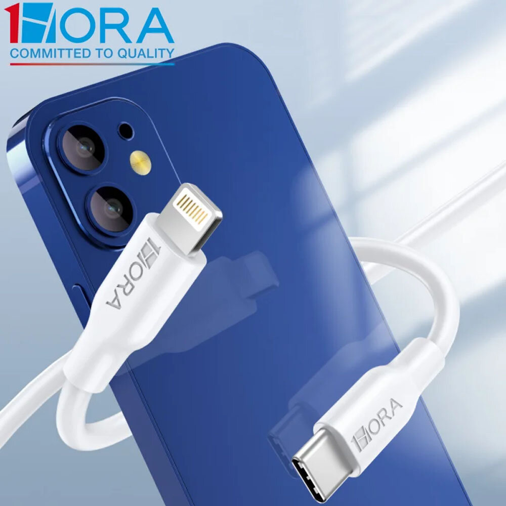1HORA Кабель для мобильных устройств USB Type-C/Apple Lightning, 1 м, белый