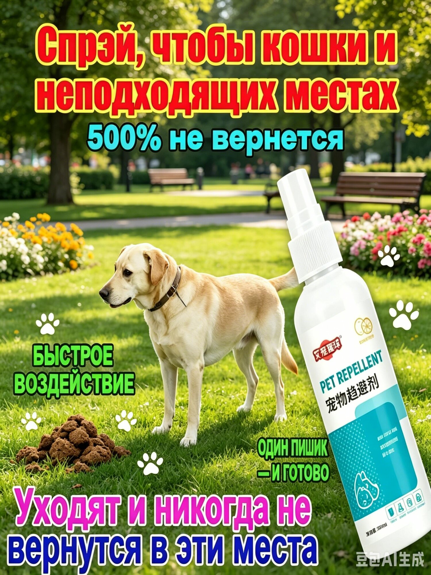 Спрей для выгула домашних животных на прогулке, отпугивающий домашних животных от мочи и царапин без разбора, 100 мл, 1 флакон