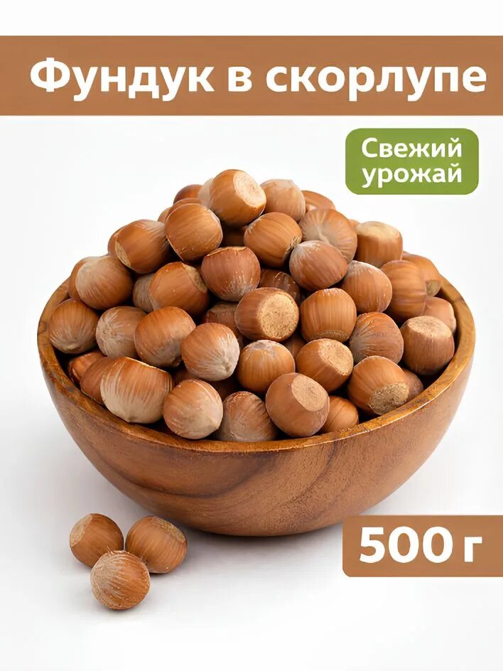 Фундук неочищенный в скорлупе, дагестанский, 500 гр