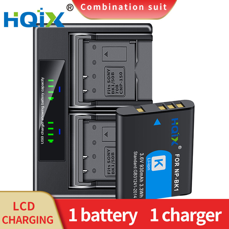 HQIX для Sony DSC-S750 S780 S850 W180 S950 S980 W190 W370 камера NP-BK1 Двойное зарядное устройство Аккумулятор